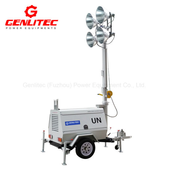 Mobiler Lichtmast von Terex Design mit Kubota-Motor und 4 x 1000 W ...