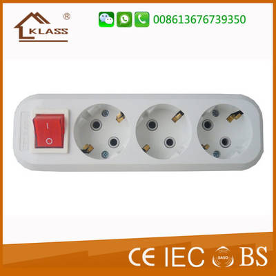 3 Way Electrical Plug Type Germany Electrical Socket with Switch ...