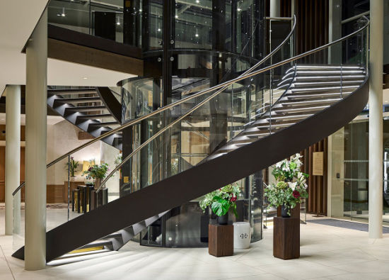 China Countaliver Stairs Curved Glass Staircase with Frameless Glass ...