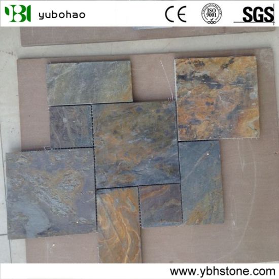 China Natural Rustic Slate Mosaic Regular Tile for Walling Flooring ...
