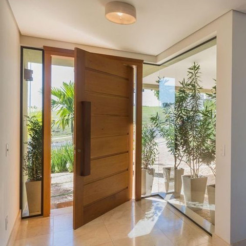 China Top Supplier Teak Wood Pivot Exterior Door with smart Lock ...